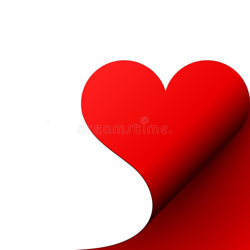 Paper Red Heart Curled Corner, Vector Stock Vector - Illustration of ...