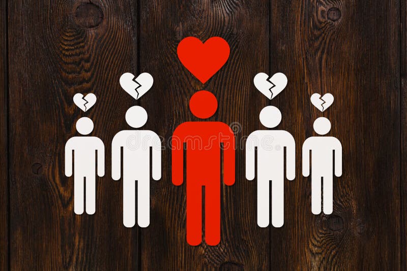 Paper Red Man with Heart and White Men with Broken Stock Image - Image ...