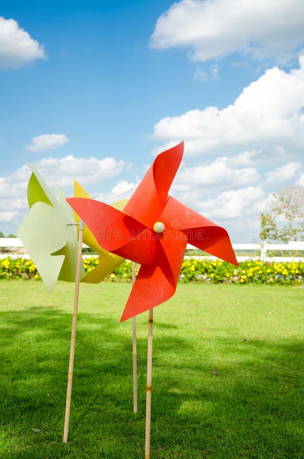 Paper of Red Windmill the Decorations in Beautiful Garden Stock Photo ...