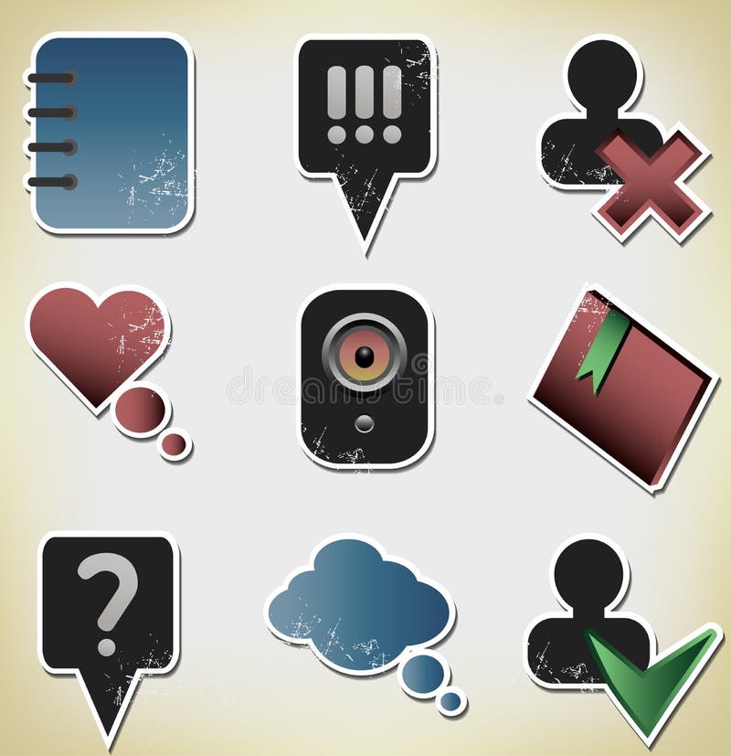 Paper Retro Vintage Communication Icons Stock Vector - Illustration of ...