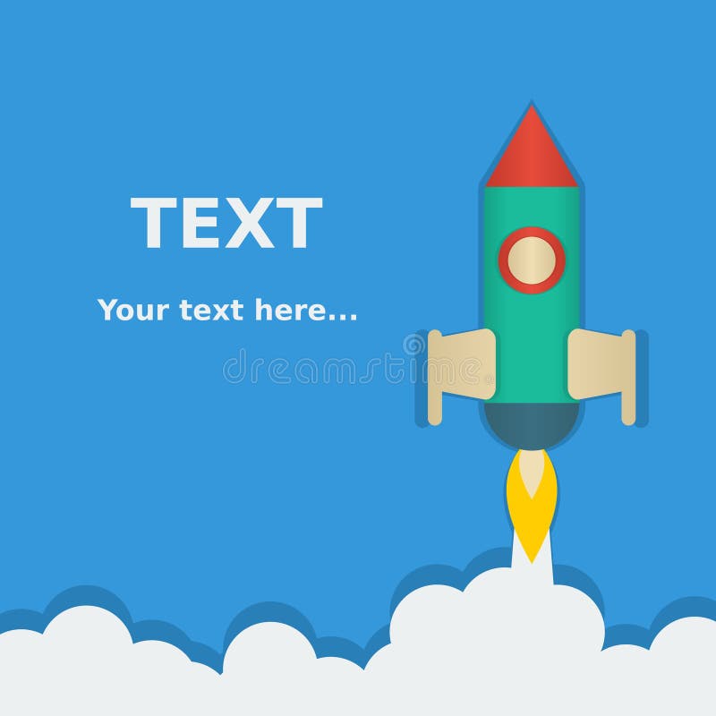 Paper Rocket Launching Vector Illustration for Text Background Stock ...
