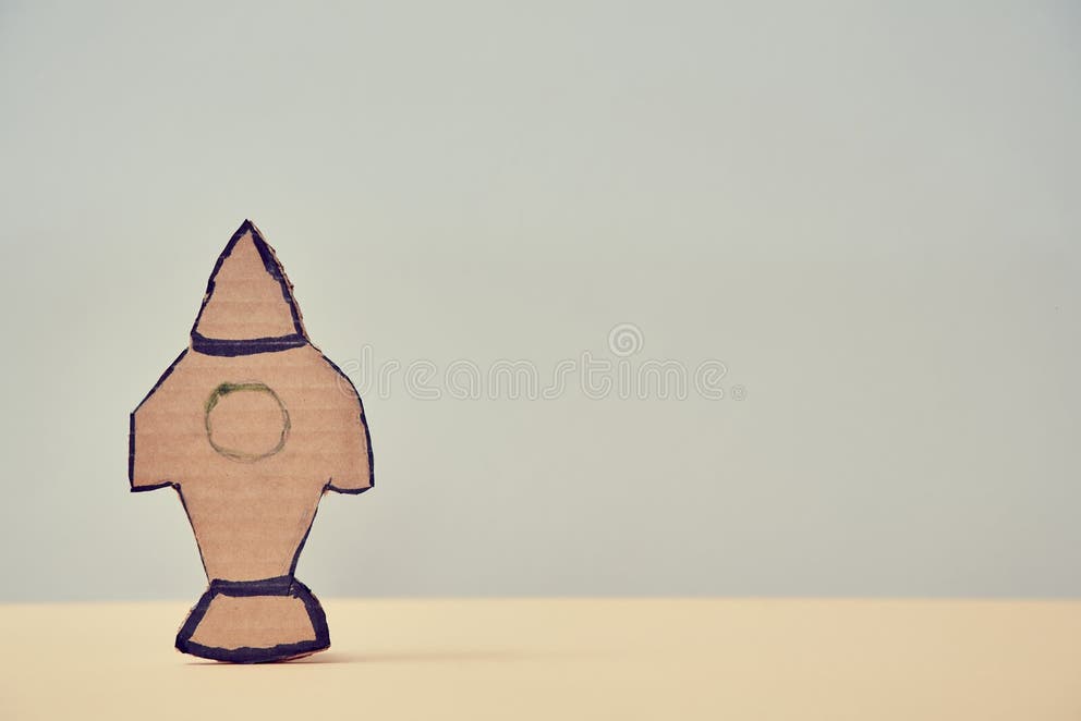 Paper Rocket Launch. Mockup Style. Copy Space in Right Side. Idea and ...