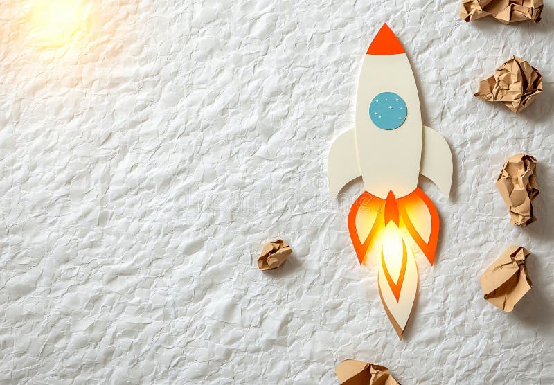 Paper Rocket Launch, Startup Success Concept High Quality Image Stock ...