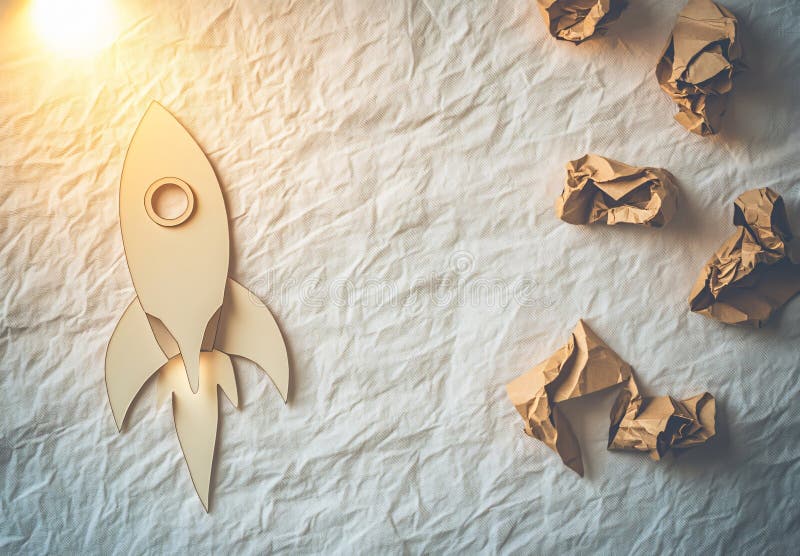 Paper Rocket Launch, Startup Success Concept High Quality Image Stock ...