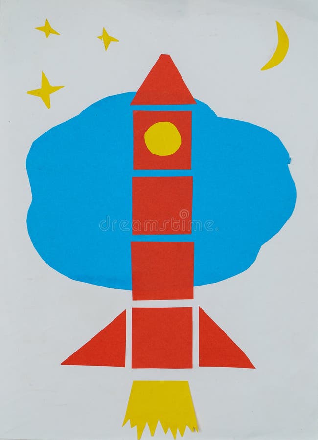 A Paper Rocket Made by Hands. Items for Children S Creativity Stock ...