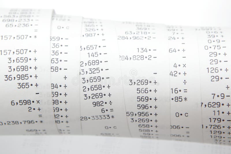 Paper Roll of a Desk-top Calculator Stock Photo - Image of black ...