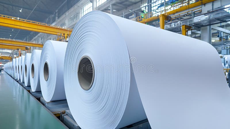 Paper Roll Production Line Showcasing Massive Rolls in Industrial ...
