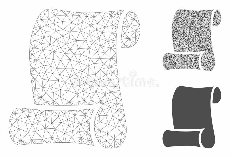 Paper Roll Vector Mesh 2D Model and Triangle Mosaic Icon Stock Vector ...