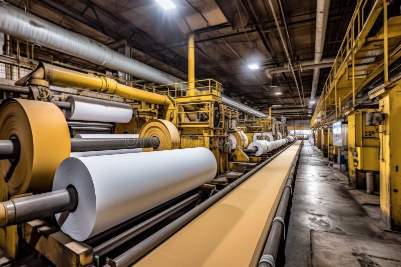 Paper Rolls on Conveyor Belts in a Manufacturing Plant Stock ...