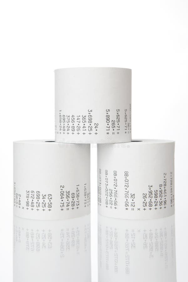 Paper Rolls Of A Desk-top Calculator Stock Image - Image of white, desk ...