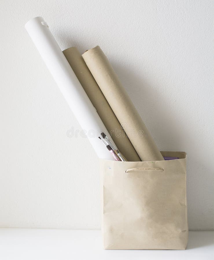 Paper Rolls in Shopping Bag Stock Image - Image of rolls, paper: 50215707