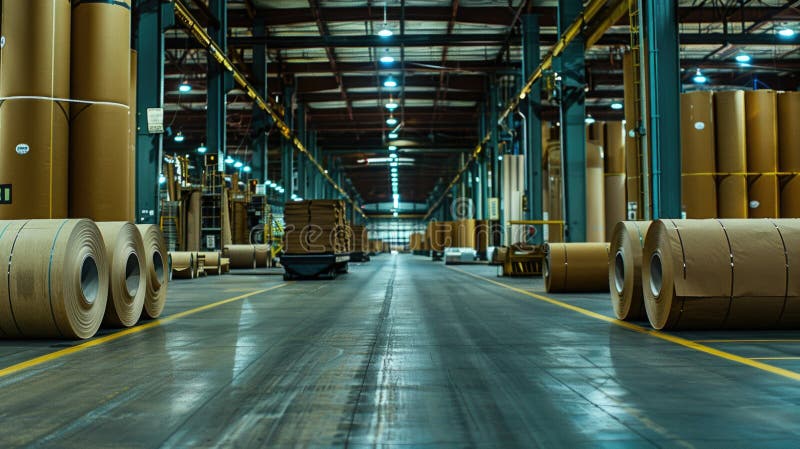 Paper Rolls Stacked High in a Warehouse Storage Area Stock Image ...