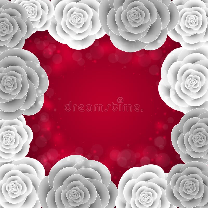 Paper roses frame stock vector. Illustration of cutout - 60360870