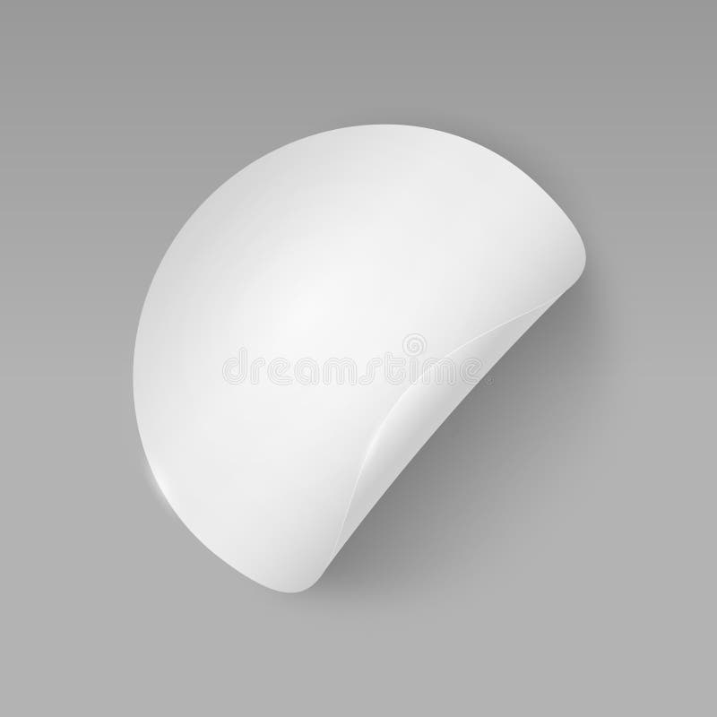 Paper Round Sticker with a Curved Corner on a Gray Background. Stock ...