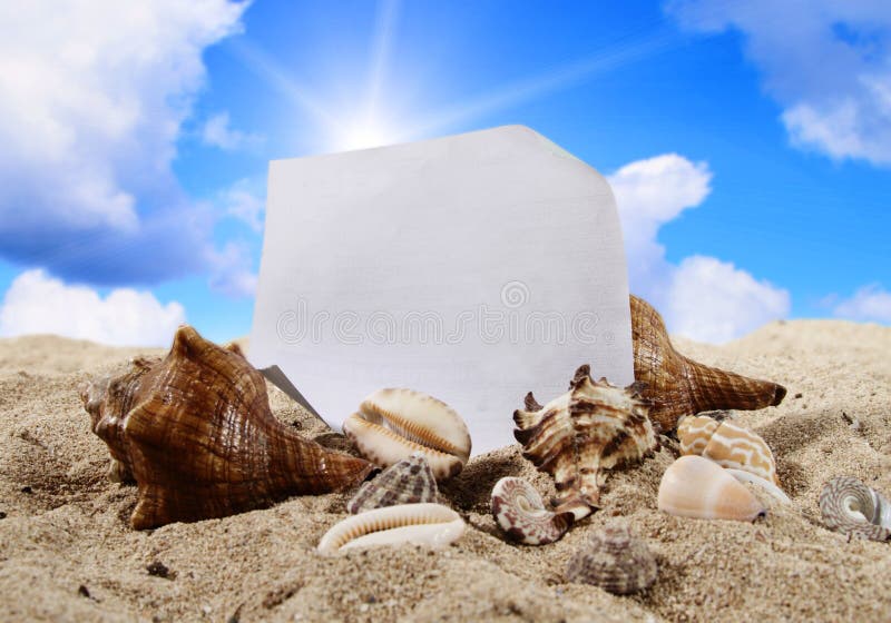 Paper with Sand Beach and Shells Stock Image - Image of framing, ocean ...