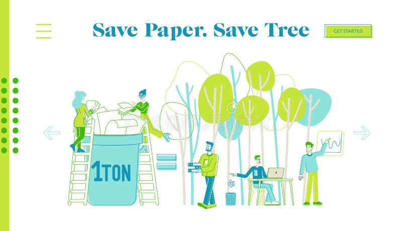 Paper Saving, Stop Deforestation and Trees Cutting Landing Page ...