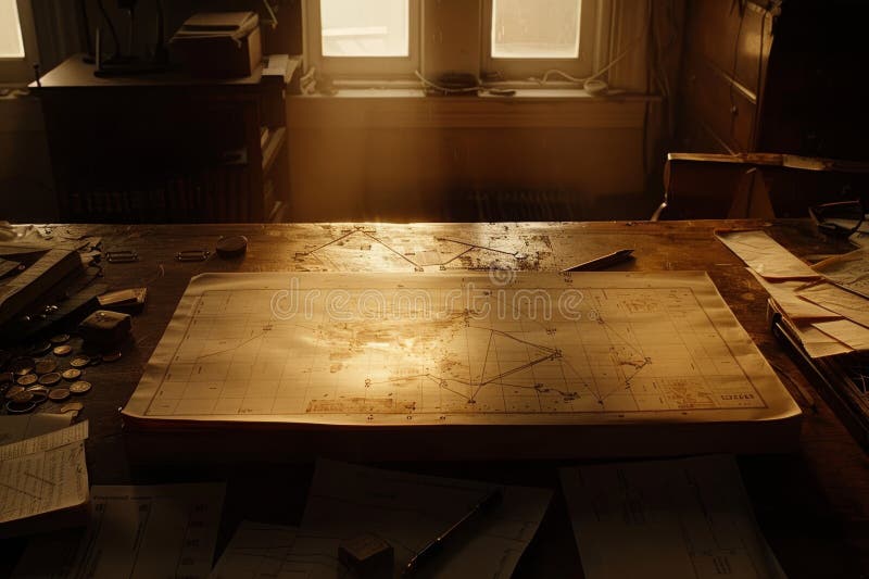 Paper Schedule on an Engineers Desk Stock Illustration - Illustration ...