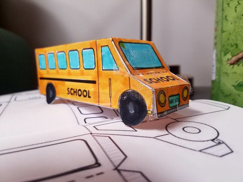 Paper school bus stock photo. Image of cutout, kids - 122640952
