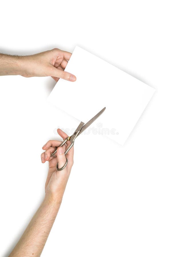 Paper, Scissors and Hand stock photo. Image of tailoring - 58285062