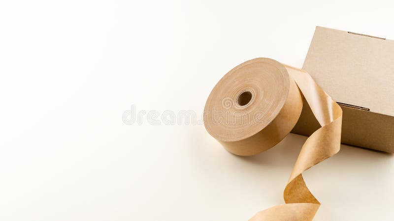 Paper Scotch Roll and a Carton Box Stock Photo - Image of package ...