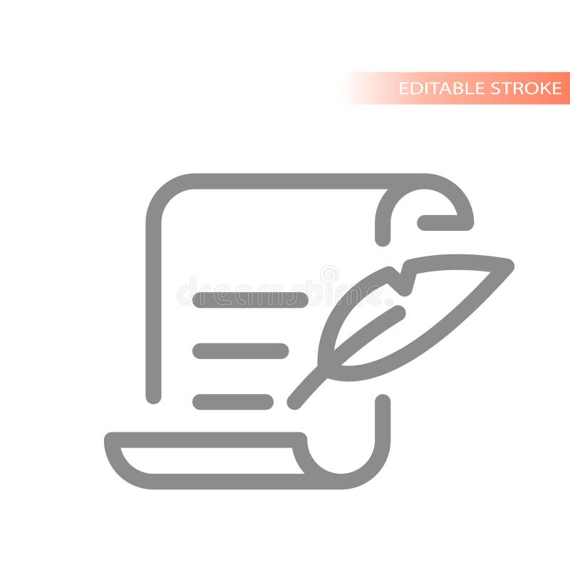 Paper Scroll Document with Quill Pen Signing Stock Vector ...