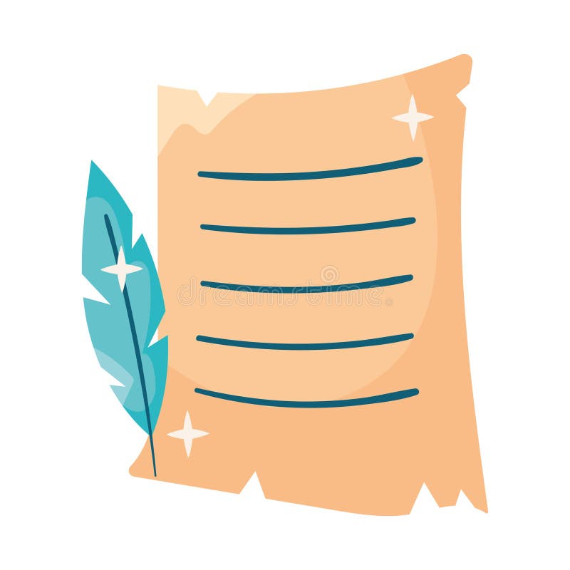 Paper Scroll and Feather Pen Stock Vector - Illustration of scroll ...