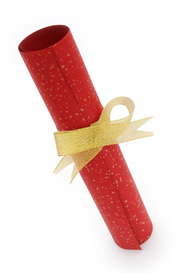 Paper Scroll with Gold Bow and Carnation Stock Photo - Image of ...