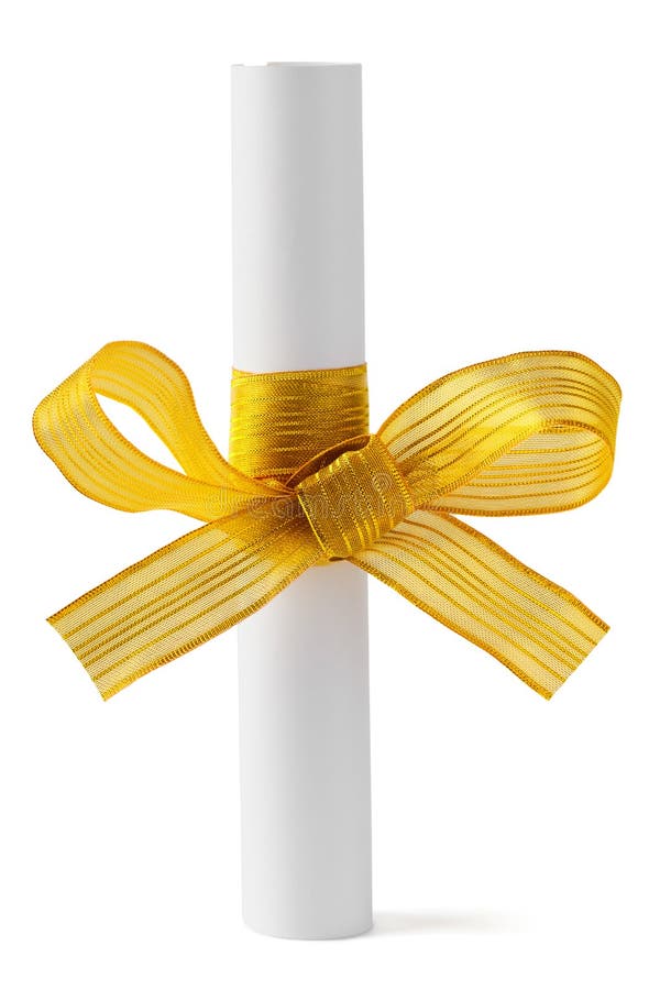 Paper scroll and gold bow stock photo. Image of concept - 9532280