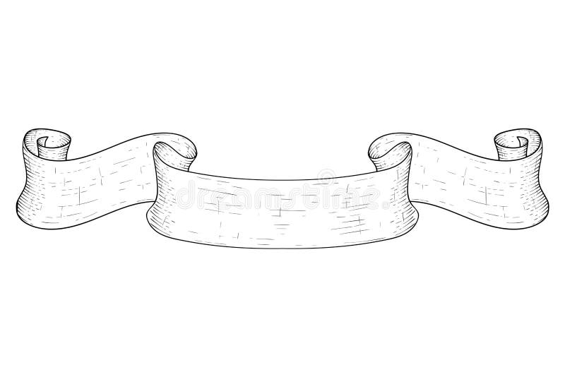 Horizontal Paper Scroll. Outline Drawing Stock Vector - Illustration of ... Horizontal Paper Scroll. Outline Drawing Stock Vector - Illustration of ...
