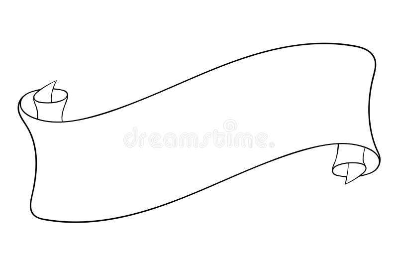 Paper Scroll. Horizontal Blank Outline Drawing Stock Vector ... Paper Scroll. Horizontal Blank Outline Drawing Stock Vector ...