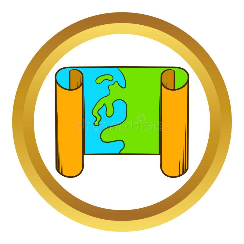 Paper Scroll Map Vector Icon, Cartoon Style Stock Vector - Illustration ...