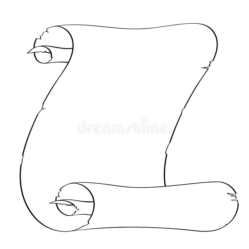 Paper Scroll. Horizontal Blank Outline Drawing Stock Vector ... Paper Scroll. Horizontal Blank Outline Drawing Stock Vector ...