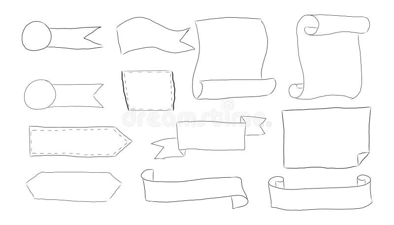 Paper Scroll Parchment Frame, Vintage Note, Sheet Sketch Doodle. Hand ...