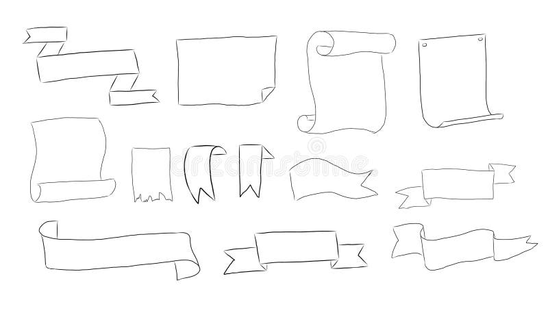 Paper Scroll Parchment Frame, Vintage Note, Sheet Sketch Doodle. Hand ...