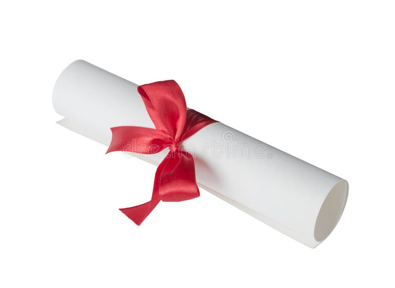 Paper scroll with red bow stock image. Image of tied - 107199715