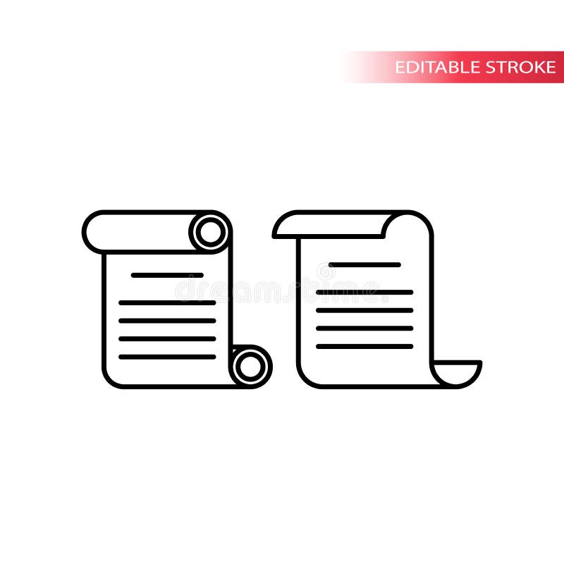 Paper Scroll, Rolled Sheet Document with Text Icon Set. Stock Vector ...