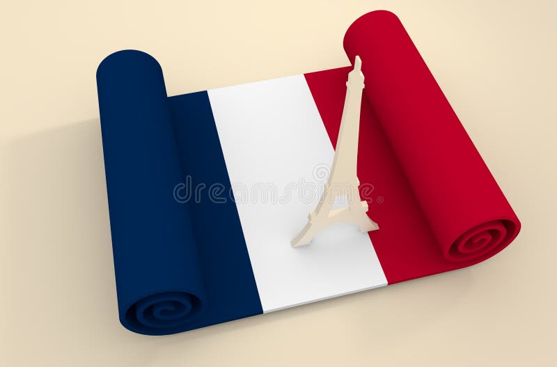 Paper Scroll Textured by France Flag Stock Illustration - Illustration ...