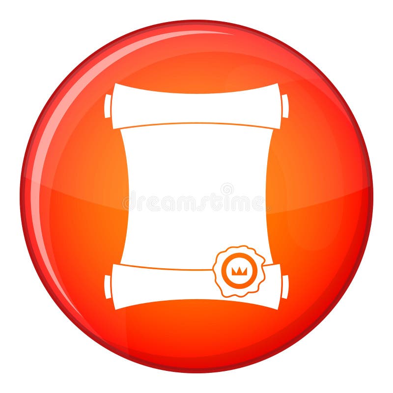 Paper Scroll With Wax Seal Icon, Flat Style Stock Vector - Illustration ...