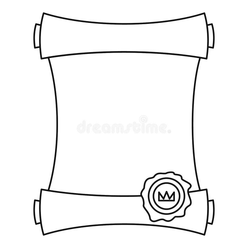 Paper Scroll with Wax Seal Icon, Outline Style Stock Vector ...