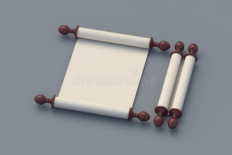 Paper Scrolls on Gray Background. Blank Ancient Manuscript. Empty ...