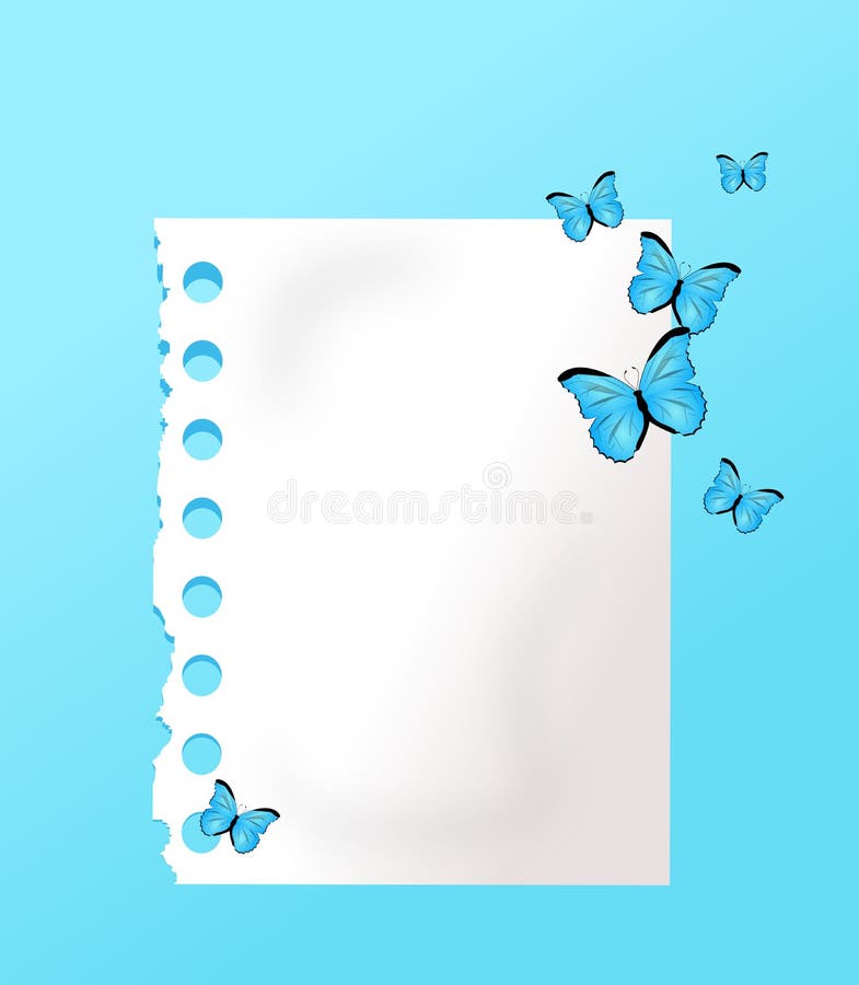 Paper sheet with butterfly stock illustration. Illustration of design ...