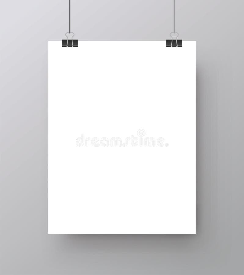 Paper Sheet Hanging on Wall Empty Picture Stock Illustration ...