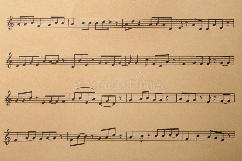 Paper Sheet with Musical Notes, Closeup Stock Image - Image of compose ...