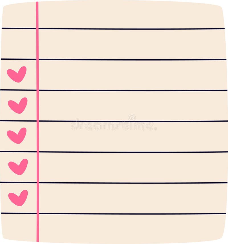 Paper Sheet Notes with Hearts Stock Vector - Illustration of school ...
