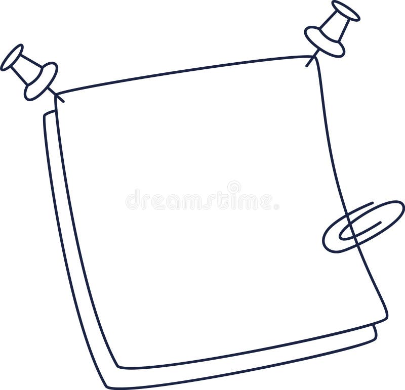 Paper Sheet with Pins Doodle Stock Vector - Illustration of sticky ...