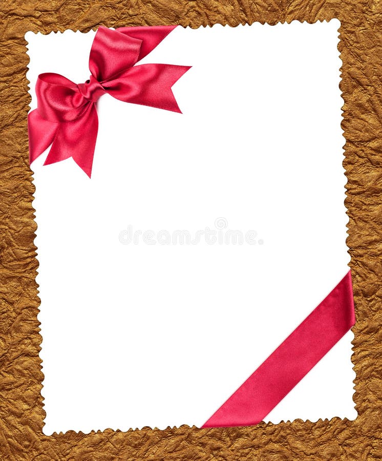 Paper Sheet with Red Bow on Golden Stock Photo - Image of empty, layout ...