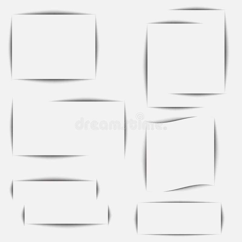 Paper Sheet Shadow Effect. Vector Transparent Realistic Shadows Set for ...