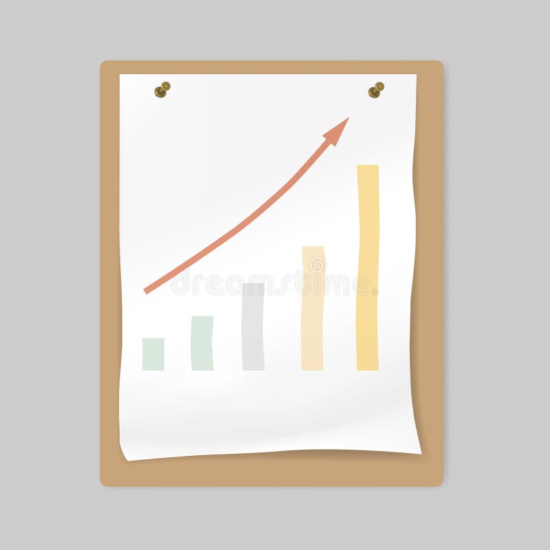 Paper Sheet with Sketchy Growth Chart Attached To Board by Push Pins ...