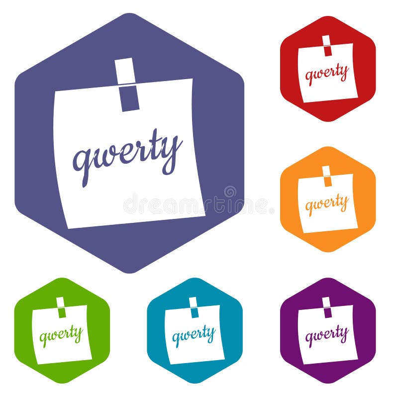 Paper Sheet with Text Qwerty Icons Set Hexagon Stock Vector ...