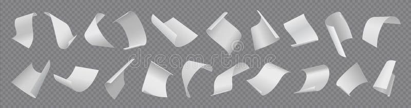 Paper Sheets. Flying Blank Document Pages. Realistic Falling Notes Set ...